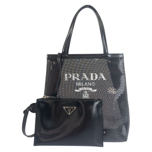 Prada | Bags | Prada Mesh Sequin Leather Tote Bag | Poshmark